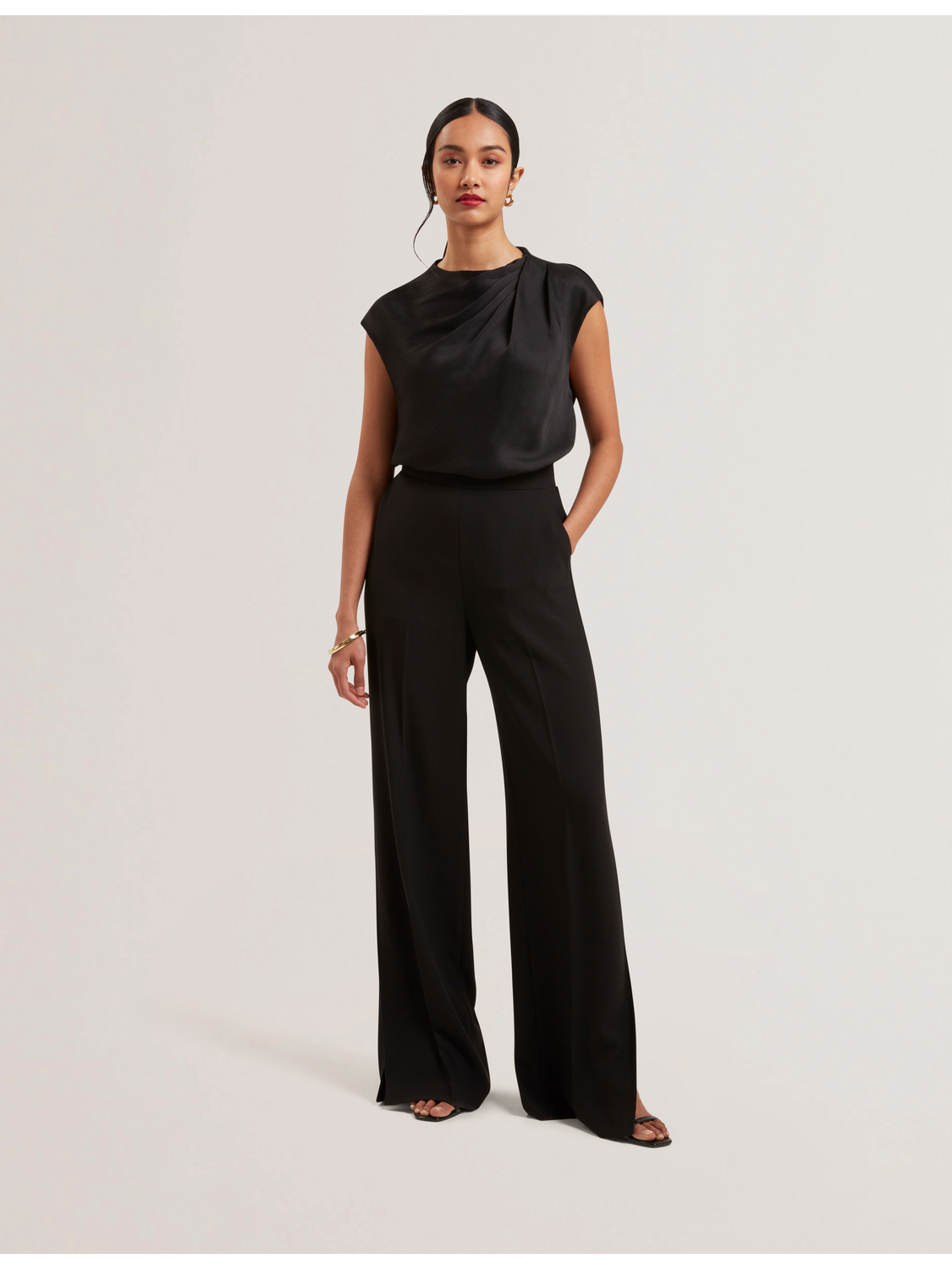 MISRINA - Drape Neck Detail Satin Top – Ted Baker