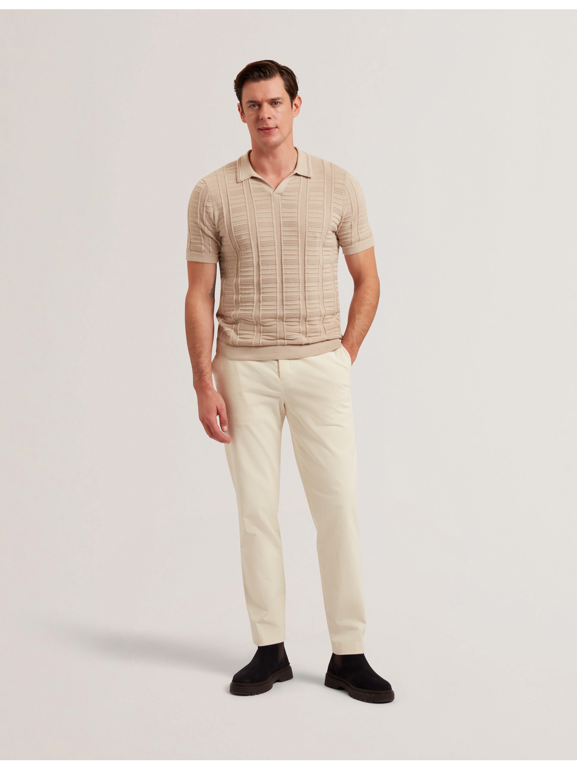 RUZZA - SS Open Neck Textured Polo – Ted Baker