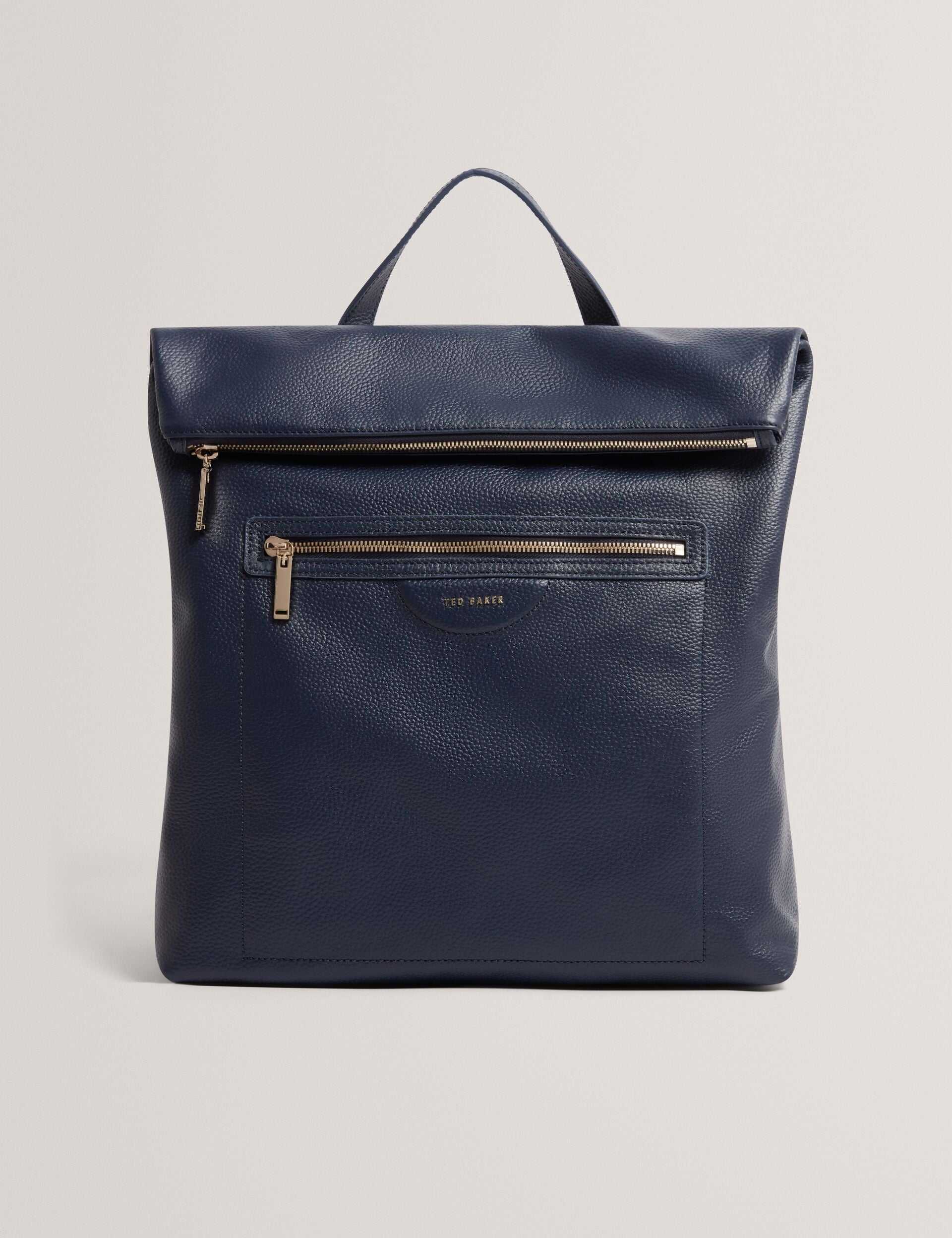 ESSAYA - Leather Webbing Strap Fold Over Backpack