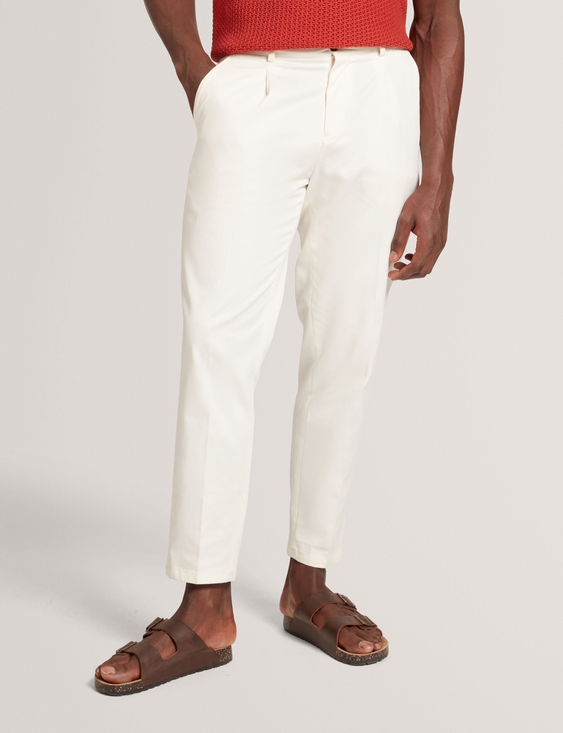 DANITE - Smart Tapered Leg Cotton Stretch Trousers