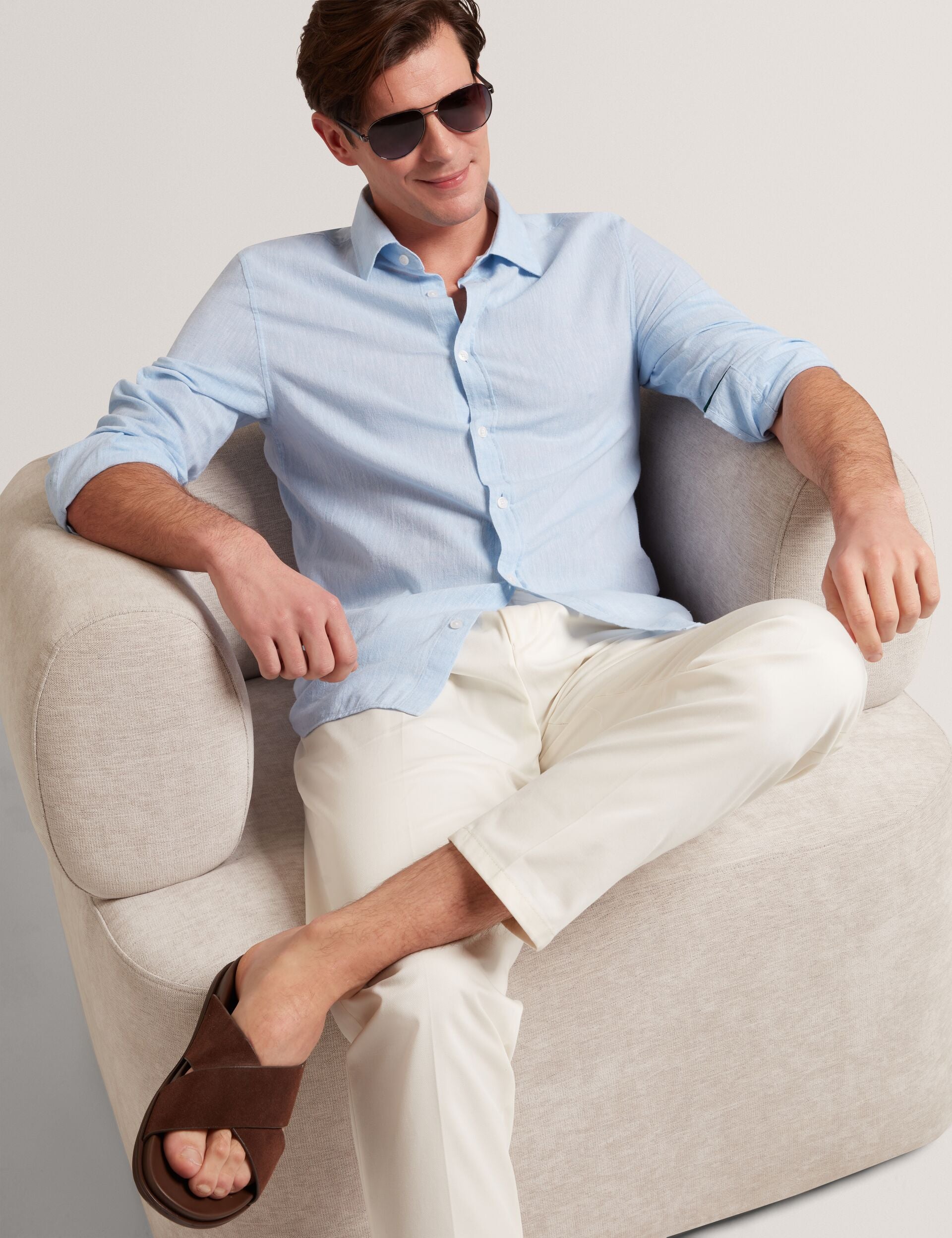 PRYNN Linen Cotton Woven Long Sleeve Shirt