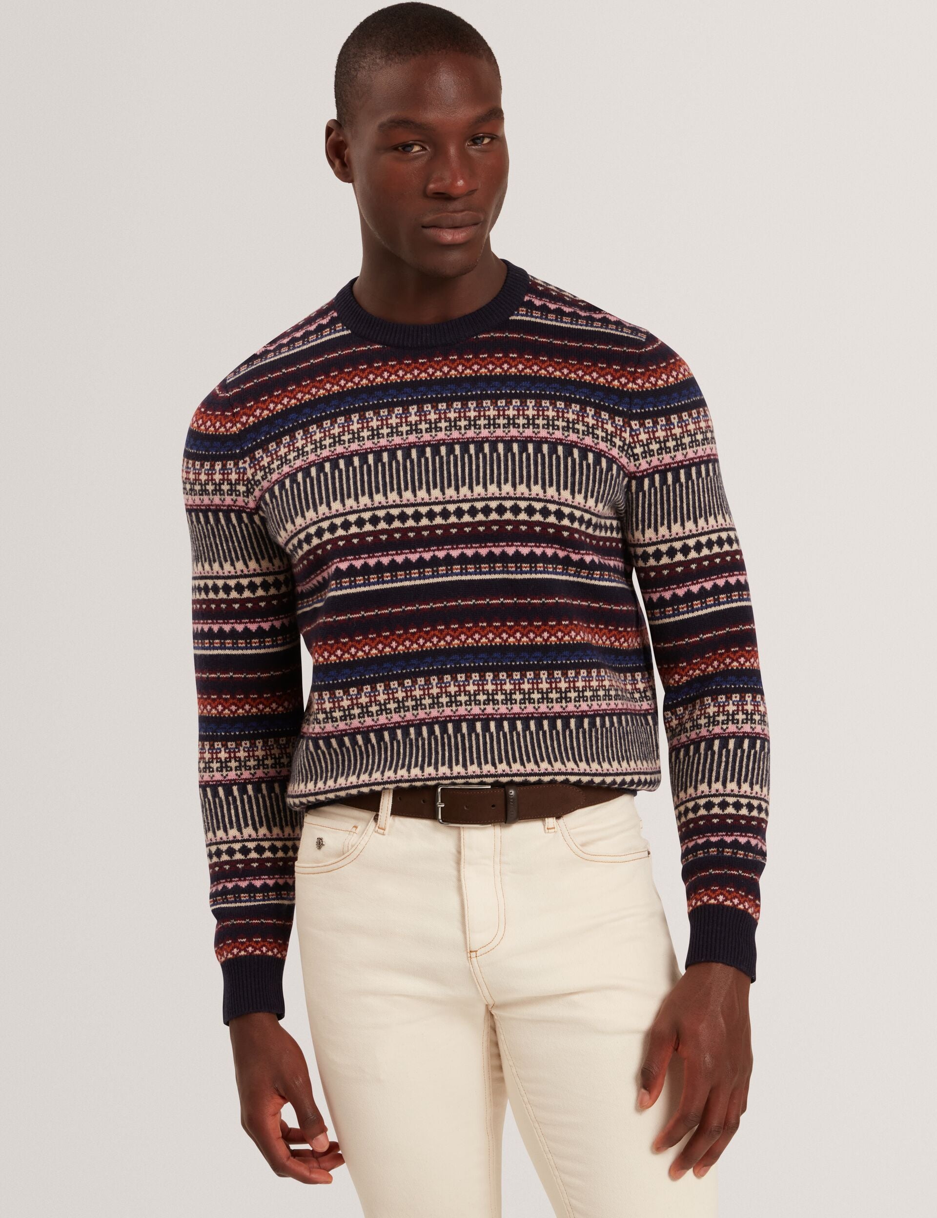 AMARAT Fair Isle Crew Neck Wool Sweater