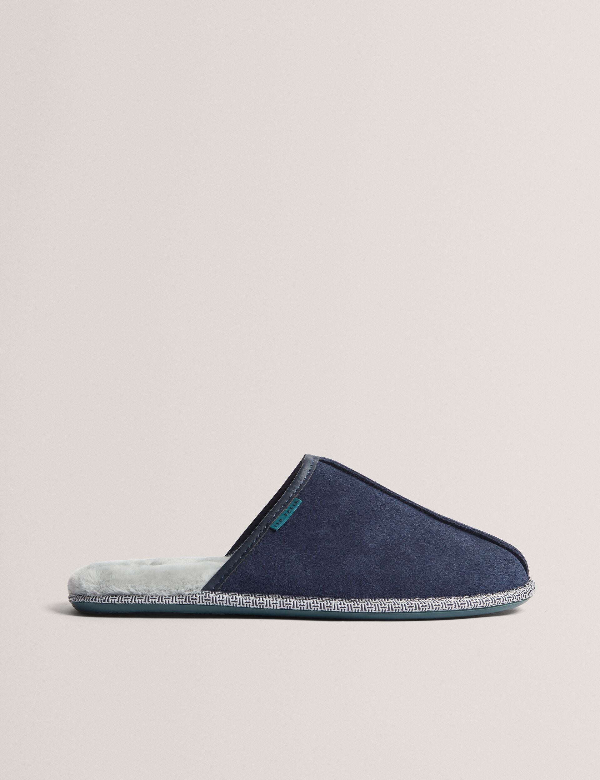 PETERR Suede Faux Fur Lined Mule Slippers