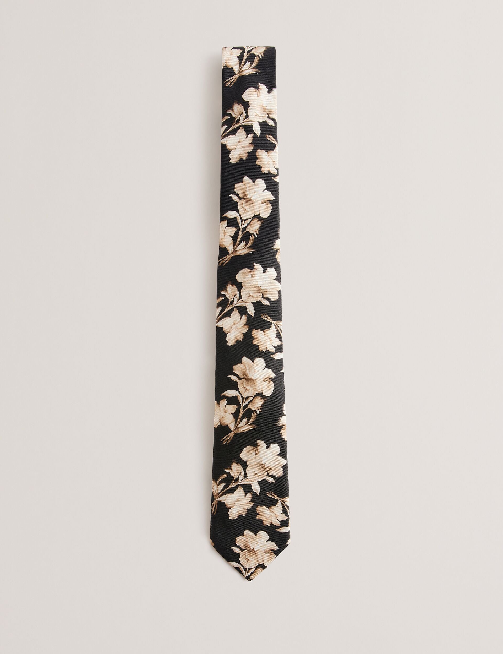 GOULDE - Two Tone Floral Print Silk Tie