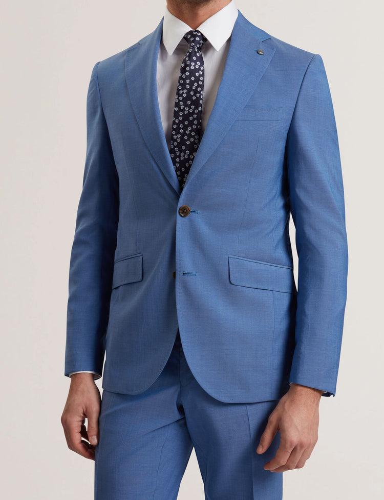 JAYING - Slim Fit Blue Textured Wool Suit Jacket
