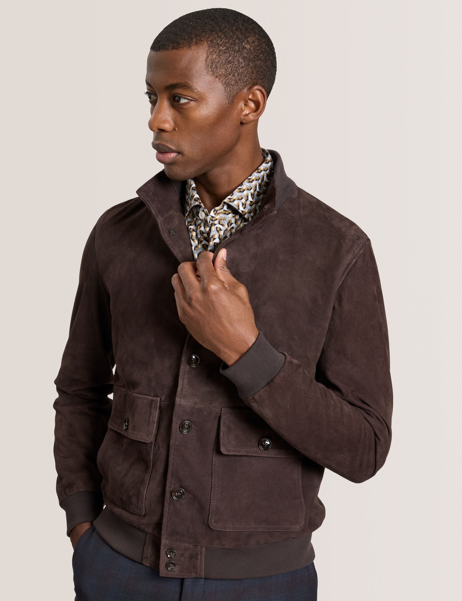 WEIR - Suede Button Front Jacket